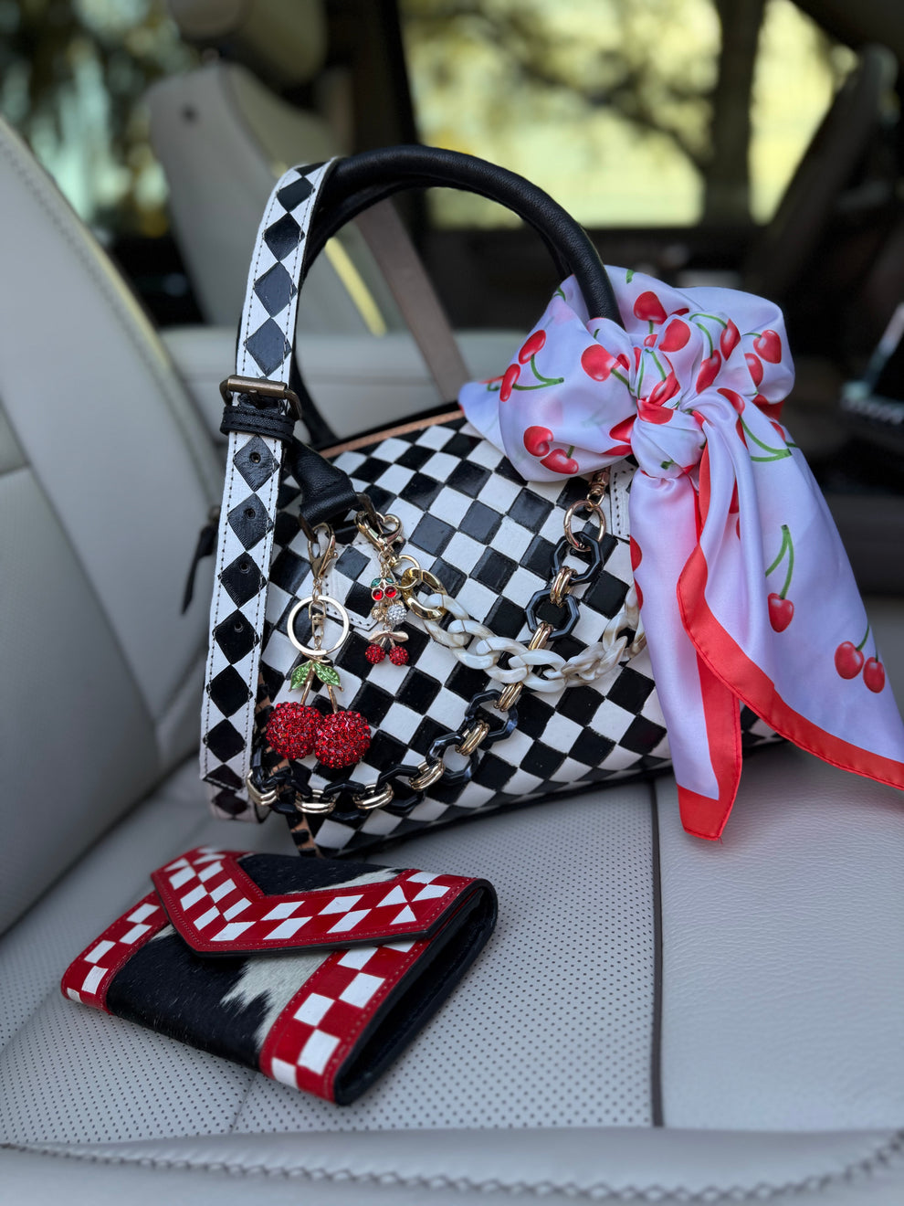 "The Cherry Picked" - checker tooled leather speedy (M) – Painted porch