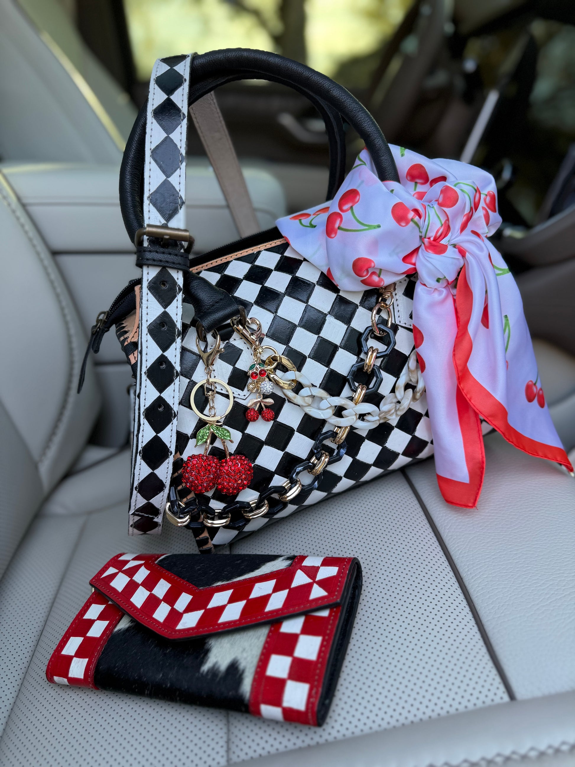 "The Cherry Picked" - checker tooled leather speedy (M) – Painted porch